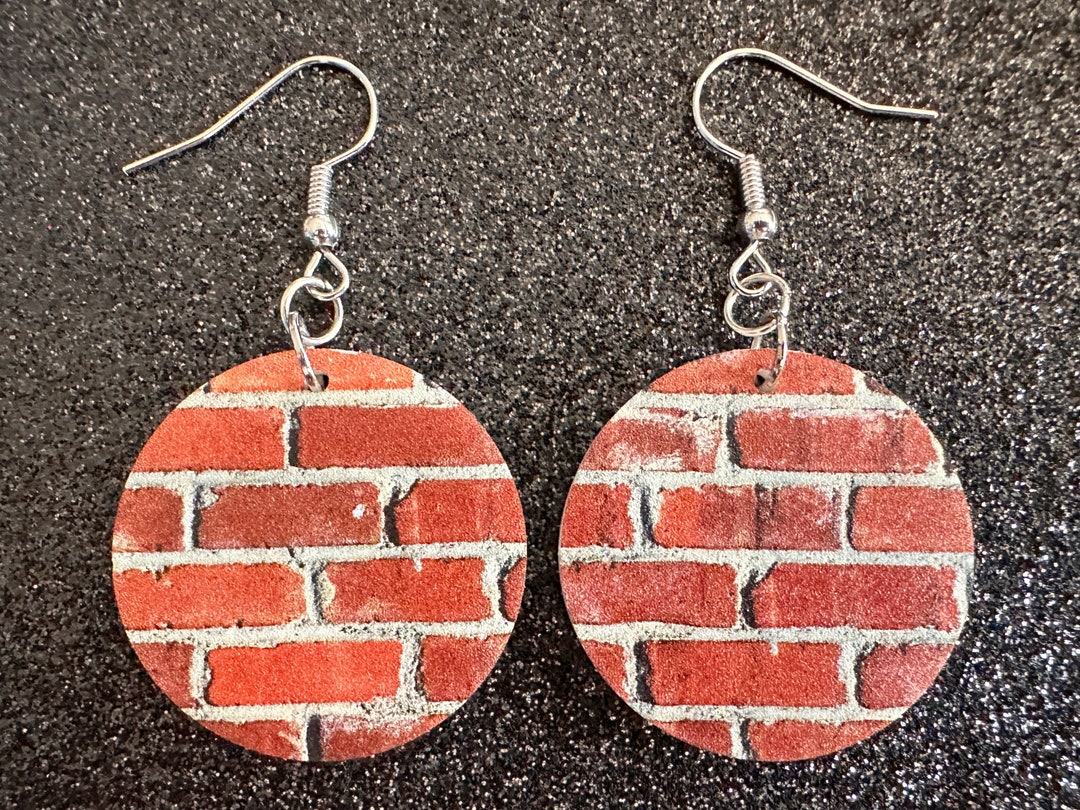 Red Brick Earrings: Laser Cut Acrylic Bricks, Brick Wall, Construction ...