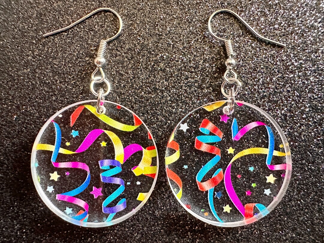 Streamer Earrings: Laser Cut Acrylic Steamers, Celebrate, Party ...
