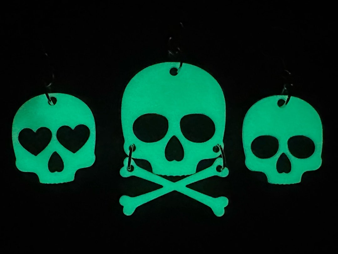 Glow in the Dark Skull Earrings: Laser Cut Acrylic Skulls, Halloween ...