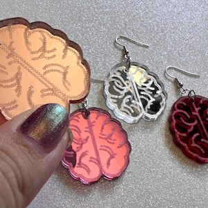 Mirrored Brain Earrings: Laser Cut Acrylic Brains, Genius, IQ, Nerd ...