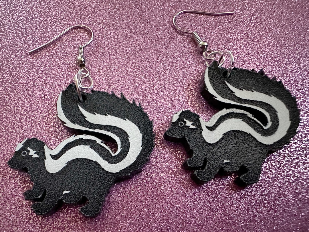 Skunk Earrings: Laser Cut Acrylic Skunks, Stinky Fart, Deadly Fart ...