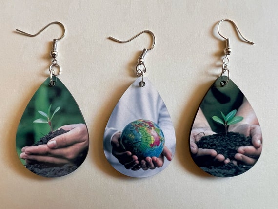 Earth Day Earrings: Planet Green Protect Mother Earth - Etsy
