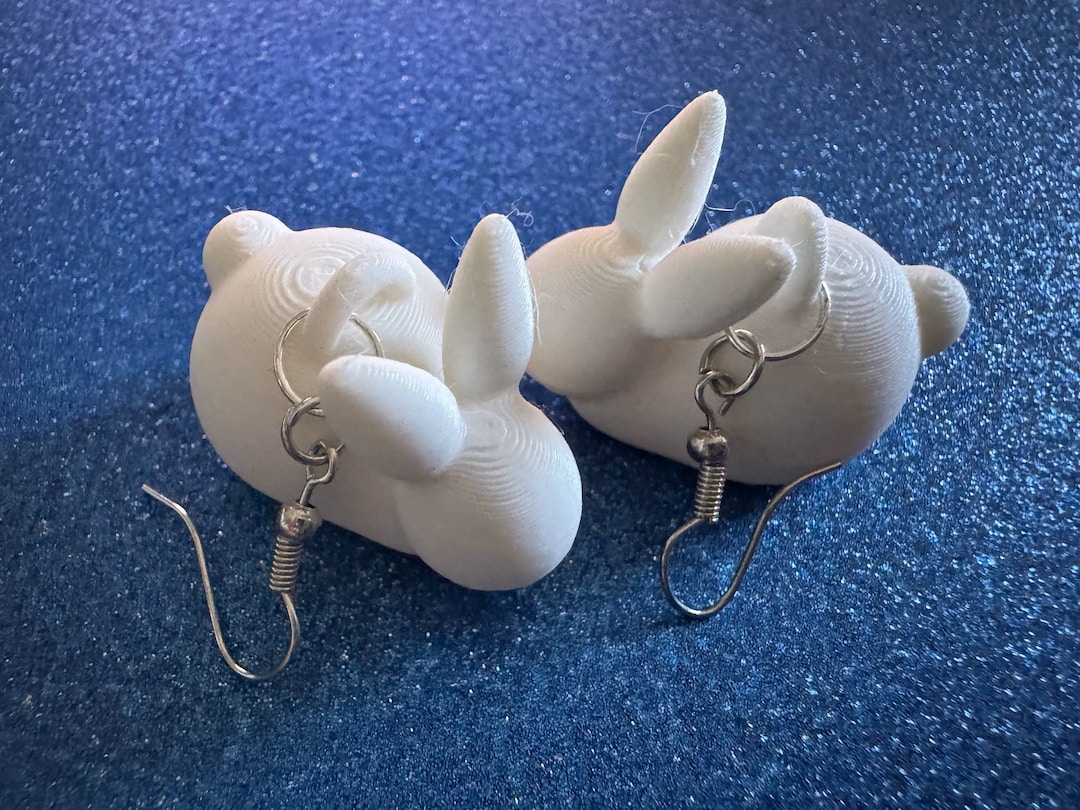 Bunny Earrings: 3D Printed Rabbit Earrings, Rodent, Cute Bunnies, Rabbits, Easter, Animals, Pets ...