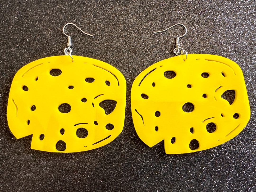 Cheese Wheel Earrings: Laser Cut Acrylic Cheese, Wheel of Cheese, Dairy ...