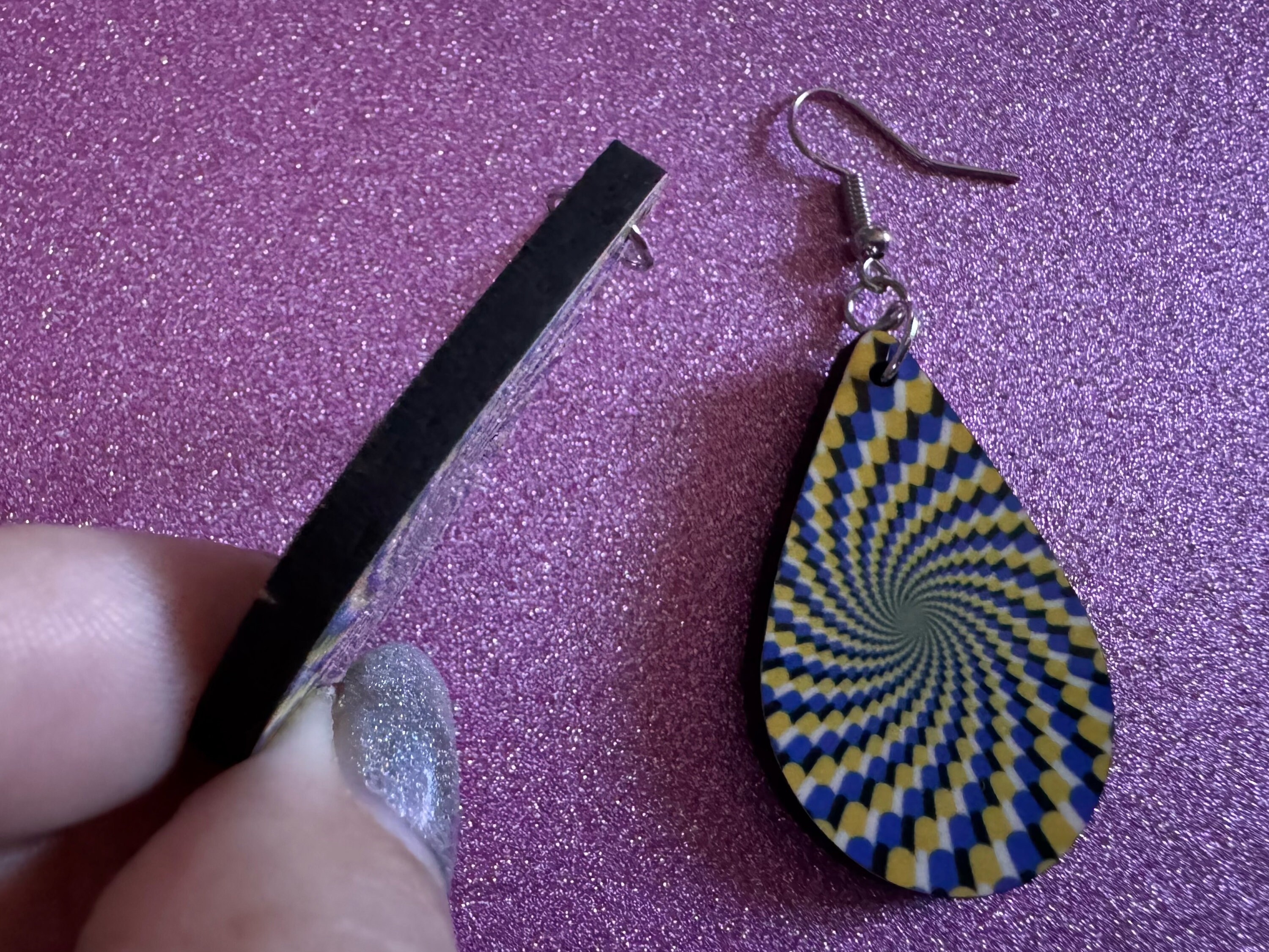 Colorful Psychedelic Optical Illusion Earrings: Sublimated Illusions ...
