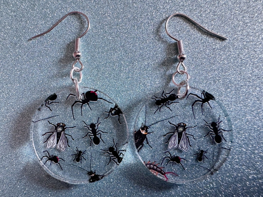 Insect Earrings: Laser Cut Acrylic Insects, Bugs, Ant, Spider ...