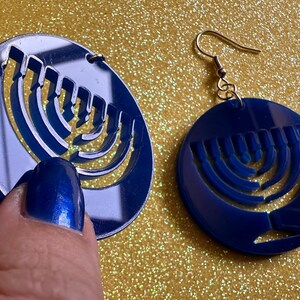 Menorah Earrings: Laser Cut Acrylic Menorahs, Hanukkah, Jewish ...