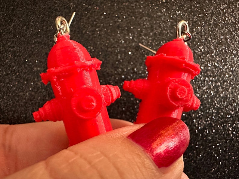 Red Fire Hydrant Earrings: 3D Printed Fire Hydrants, Firefighter ...