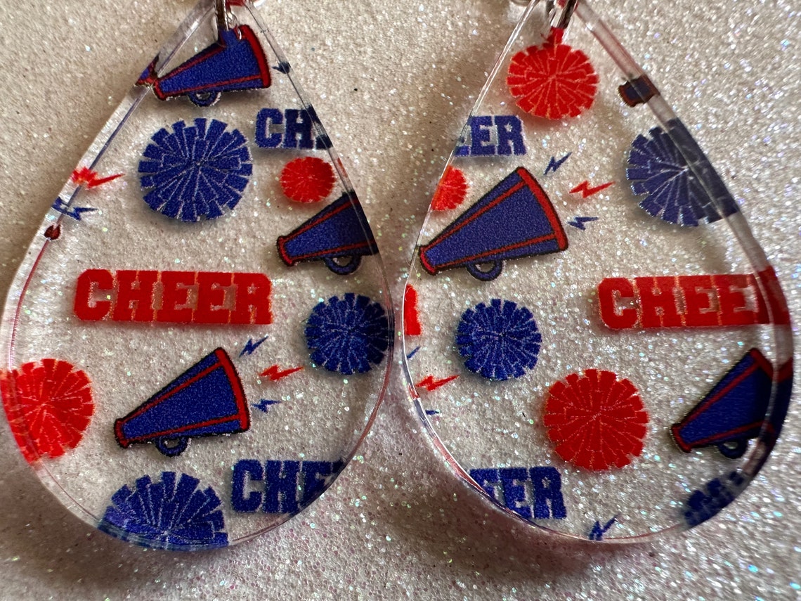 Cheerleading Earrings: Laser Cut Acrylic Earrings, Sports, Chearleader ...