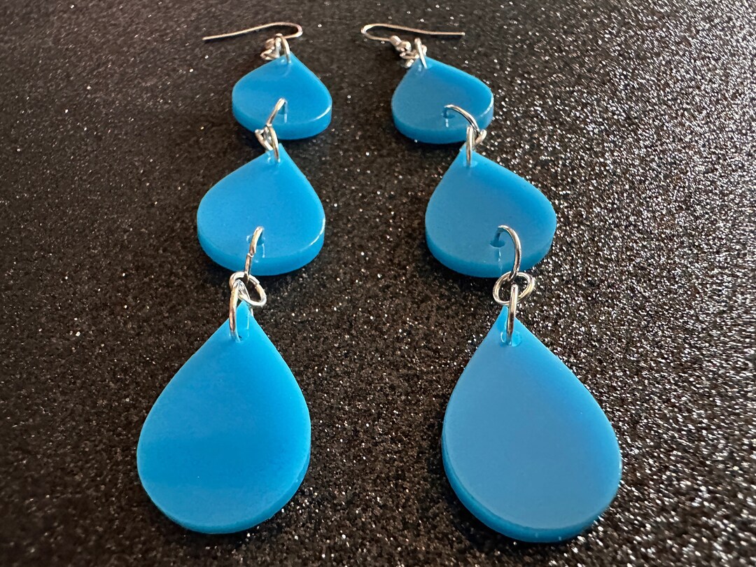 Rain Earrings: Laser Cut Acrylic Raindrops, Rain Drops, Drop, Tear ...