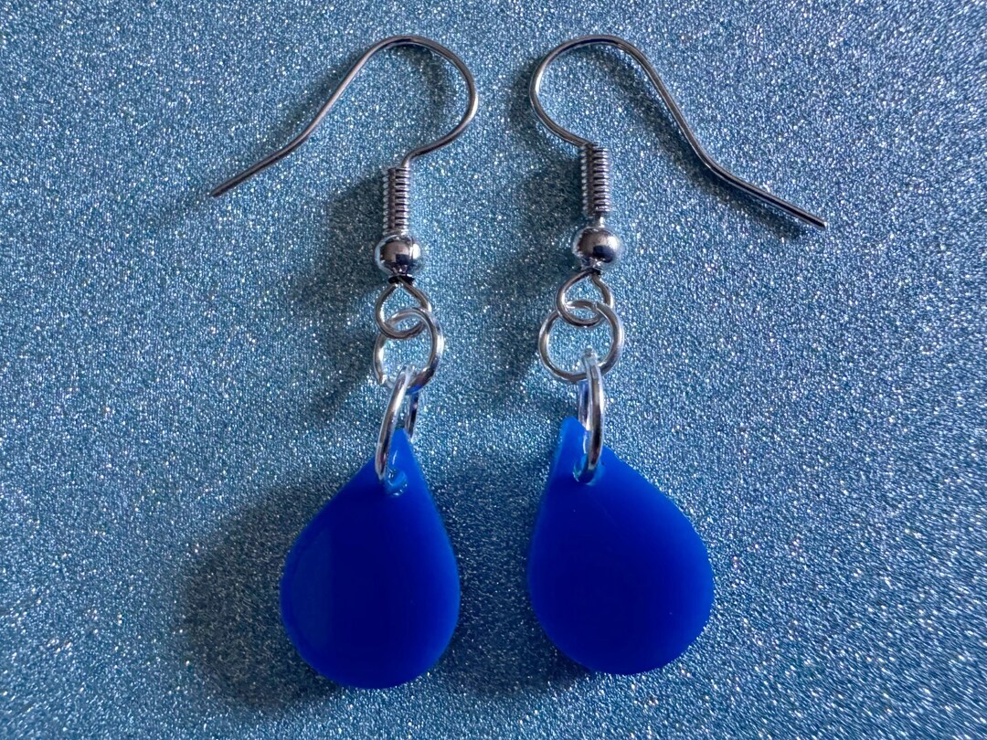 Rain Earrings: Laser Cut Acrylic Raindrops, Rain Drops, Drop, Tear ...