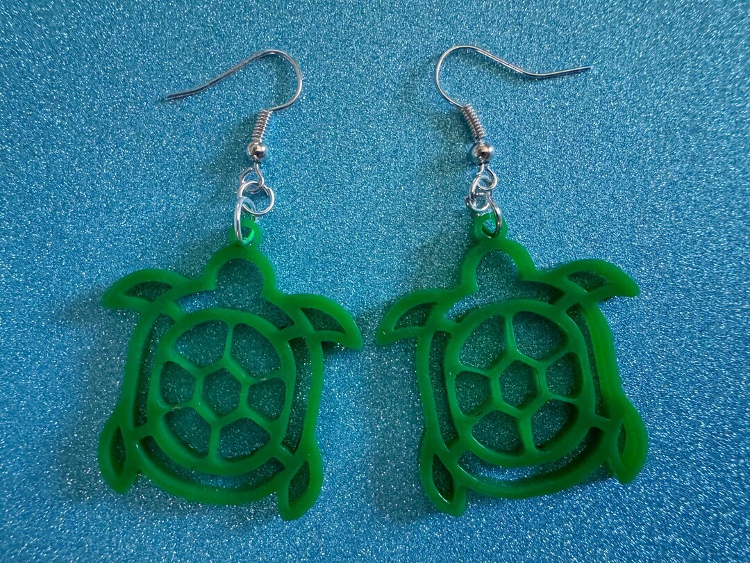 Turtle Earrings: Laser Cut Acrylic Turtles, Ocean Animals, Sea ...