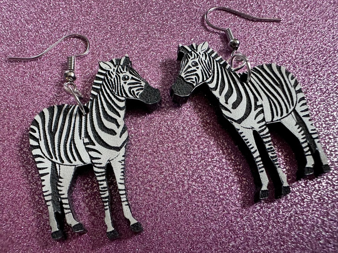 Zebra Earrings: Laser Cut Acrylic Zebras, Safari, Zebras, African ...