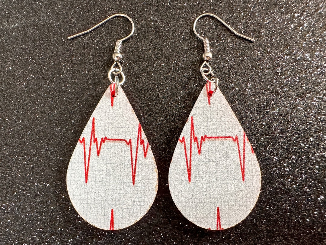 Heart Rate Chart Earrings: Laser Cut Acrylic Earrings, Medical Heart ...