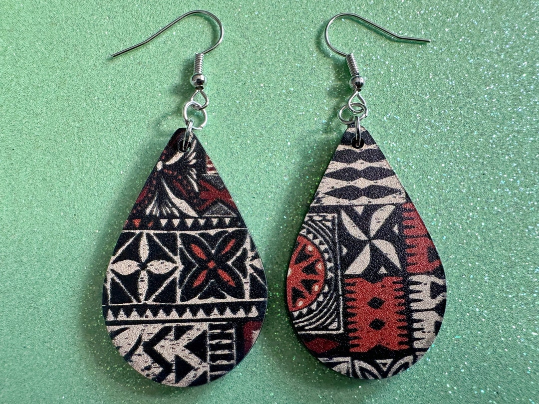 Hawaiian Earrings: Laser Cut Acrylic Polynesian Pattern, Traditional ...
