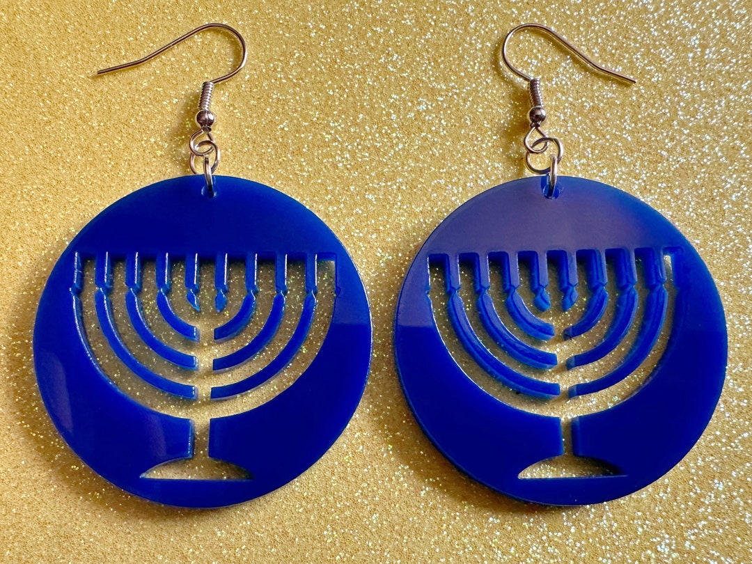 Menorah Earrings: Laser Cut Acrylic Menorahs, Hanukkah, Jewish ...
