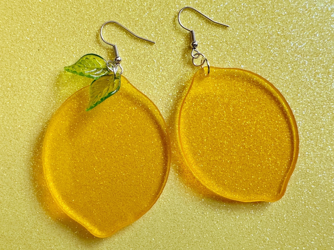 Lemon Earrings: Laser Cut Acrylic Lemons With Green Leaves, Lemonade ...