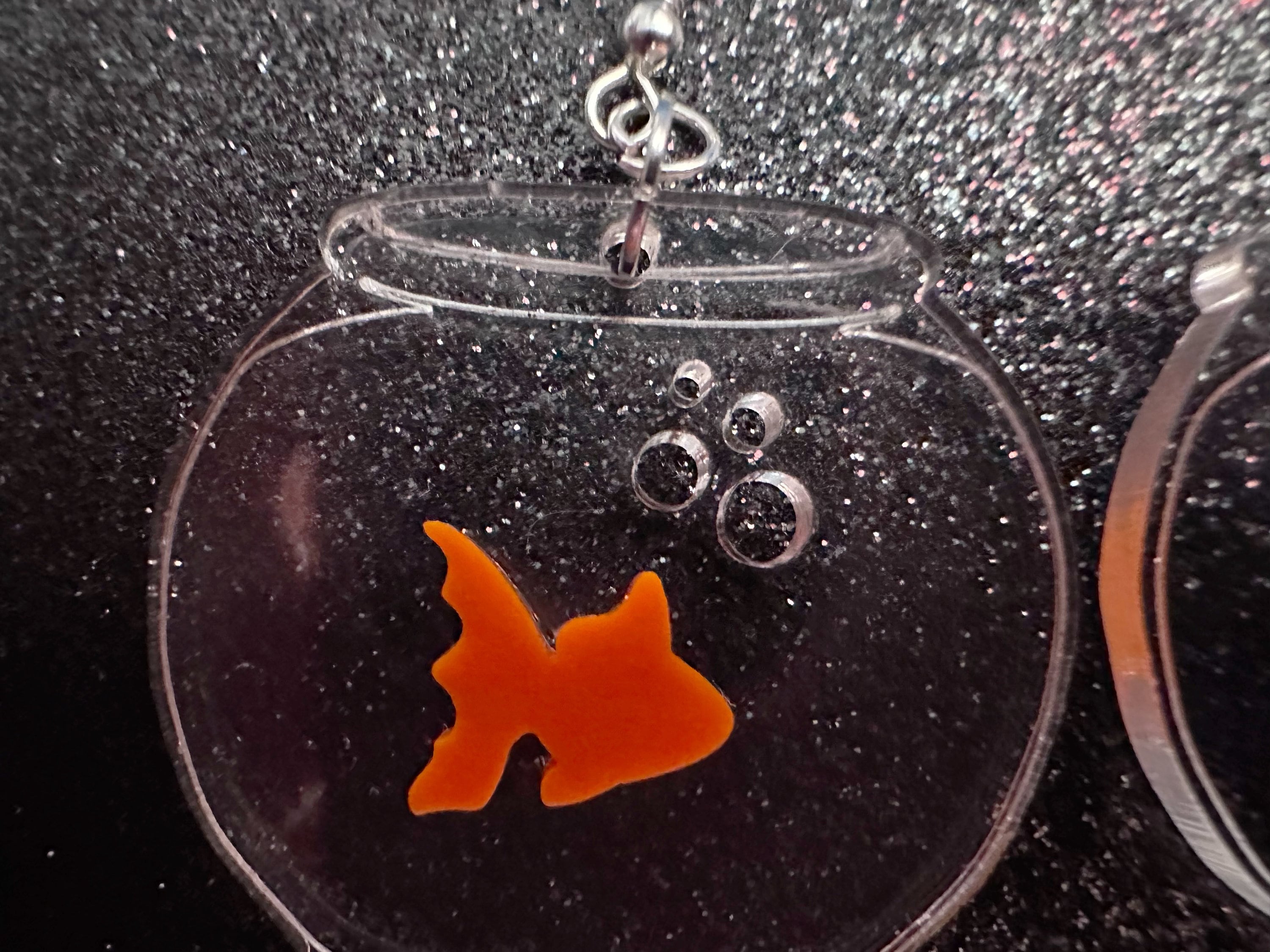 Goldfish in a Fishbowl Earrings: Laser Cut Acrylic Fish, Fishbowl ...