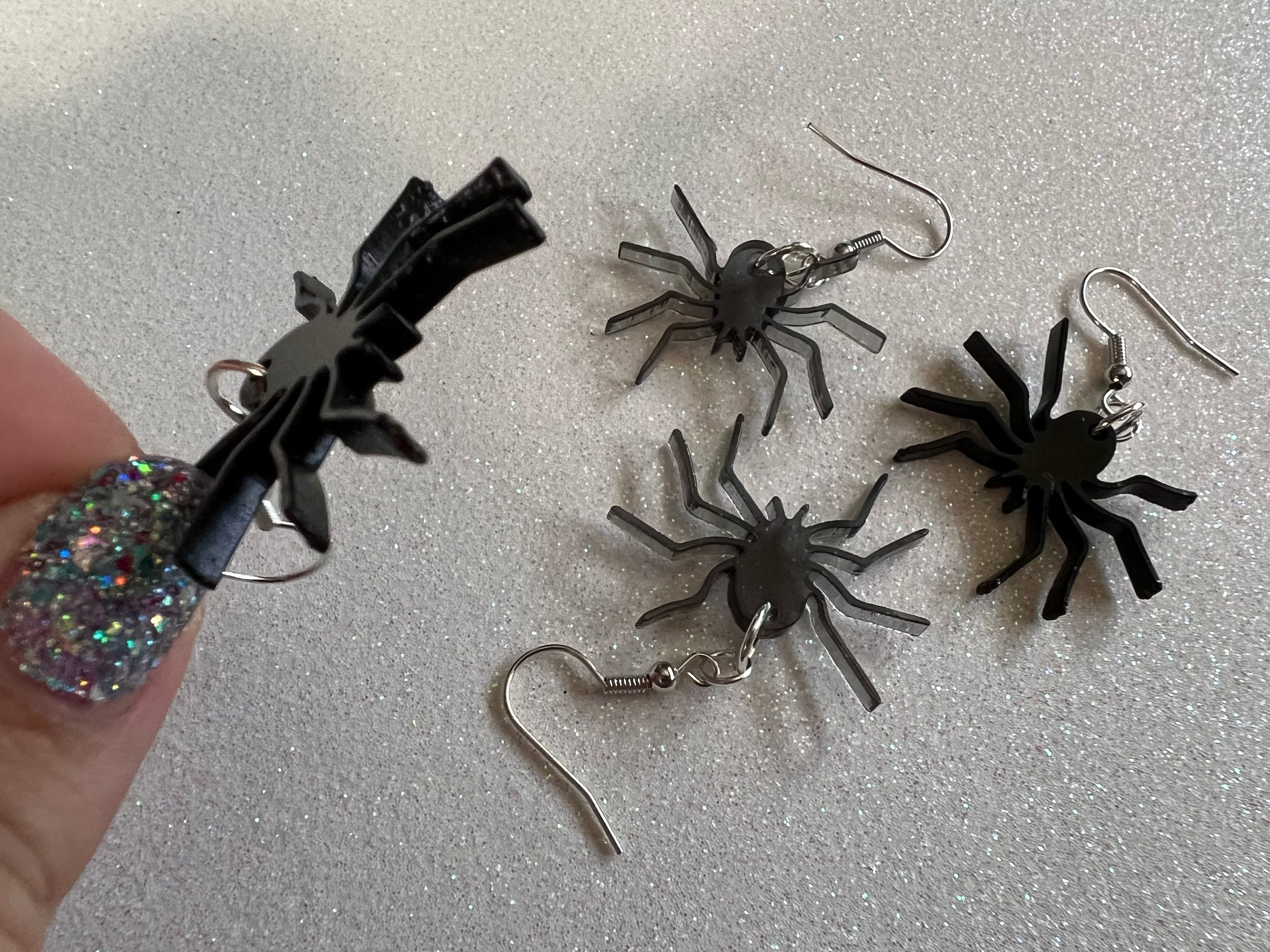 Dainty Spider Earrings: Laser Cut Acrylic Spiders Halloween - Etsy