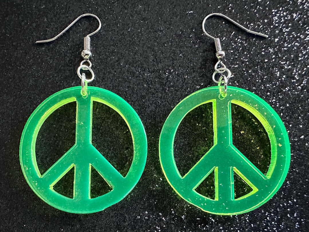 Neon Peace Sign Earrings: Laser Cut Acrylic Peace Signs, Hippie ...