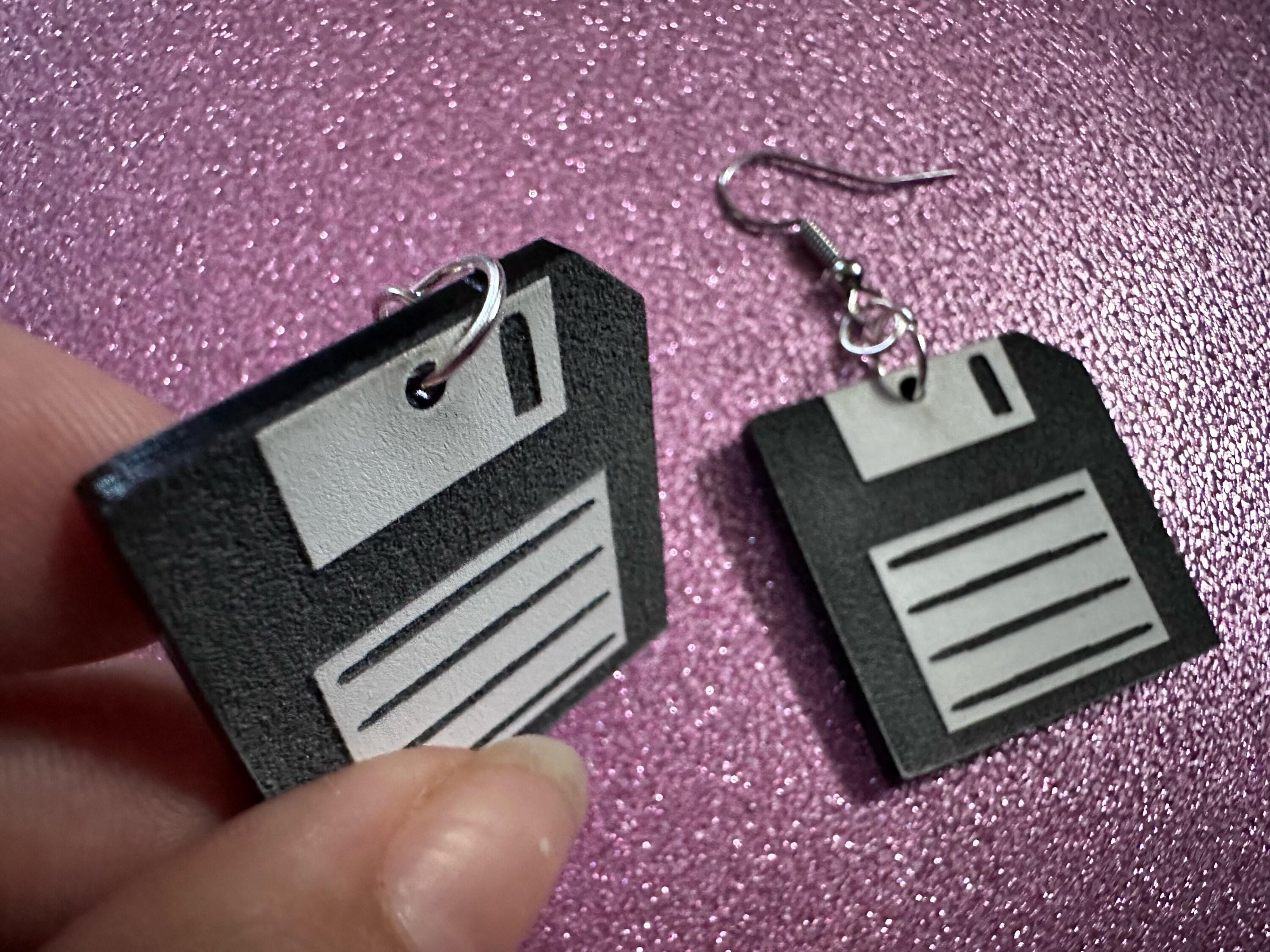 Floppy Fisk Earrings: Laser Cut Acrylic Floppy Disks, Retro Tech ...