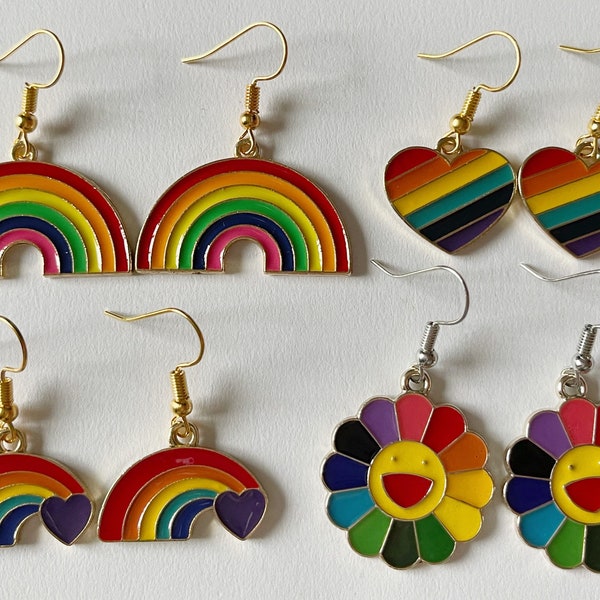 Rainbow Earrings - Etsy