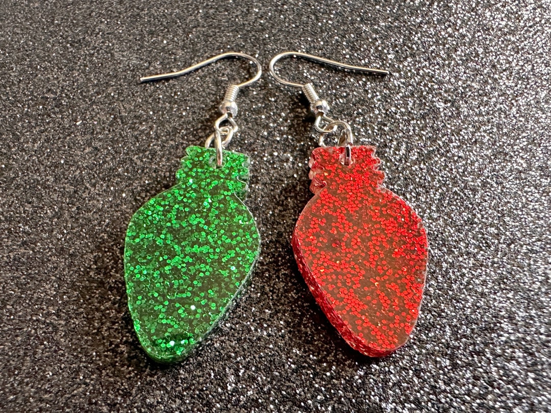 Glittery Christmas Light Earrings: Laser Cut Acrylic Christmas, Winter ...