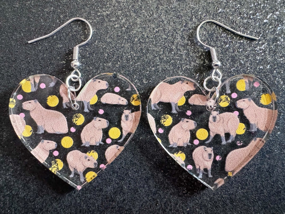Capybara Earrings: Laser Cut Acrylic Capybaras, Rodent, Cute Animals ...