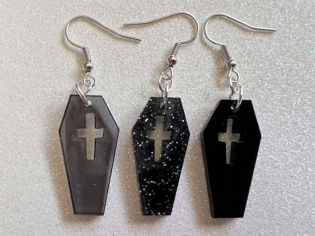 Coffin Earrings: Laser Cut Acrylic Coffins, Graves, Gravestones ...