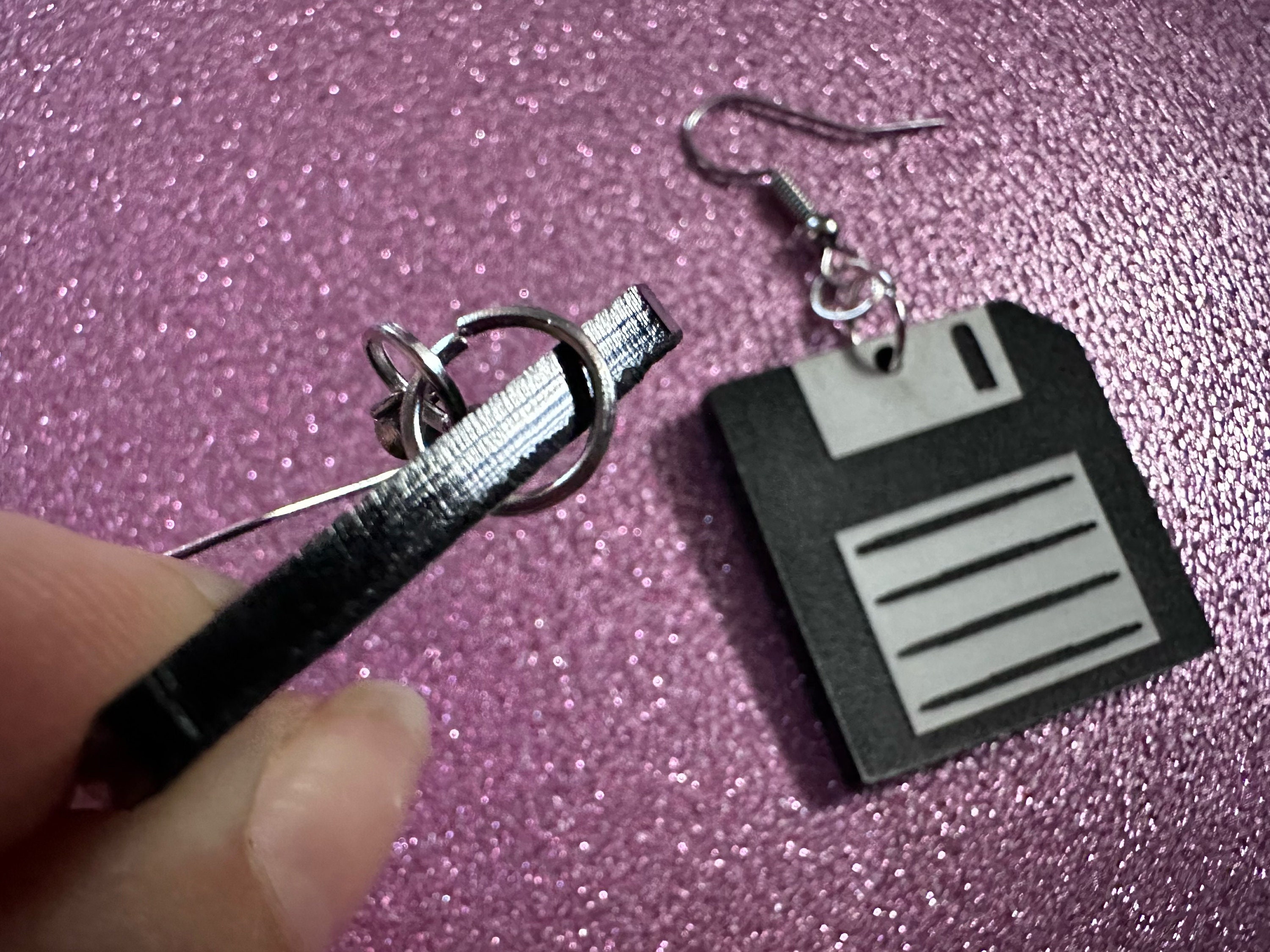 Floppy Fisk Earrings: Laser Cut Acrylic Floppy Disks, Retro Tech ...