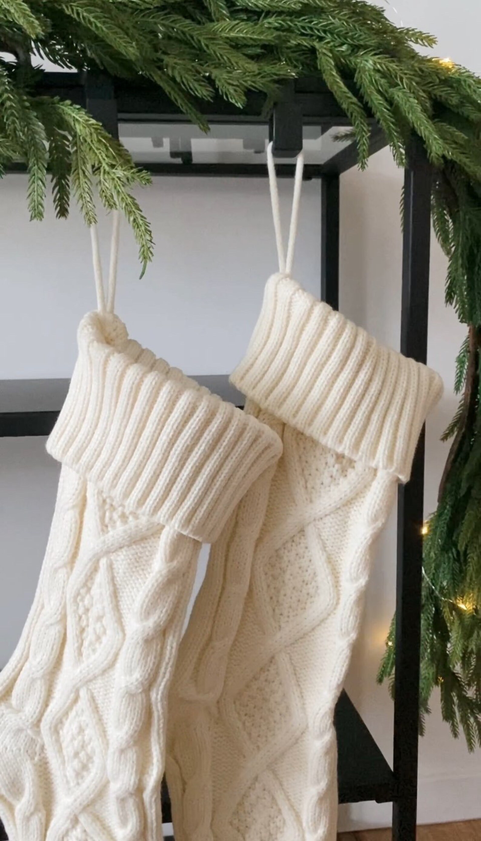 Cream Cable Knit Christmas Stockings, Handknitted Christmas Stockings ...