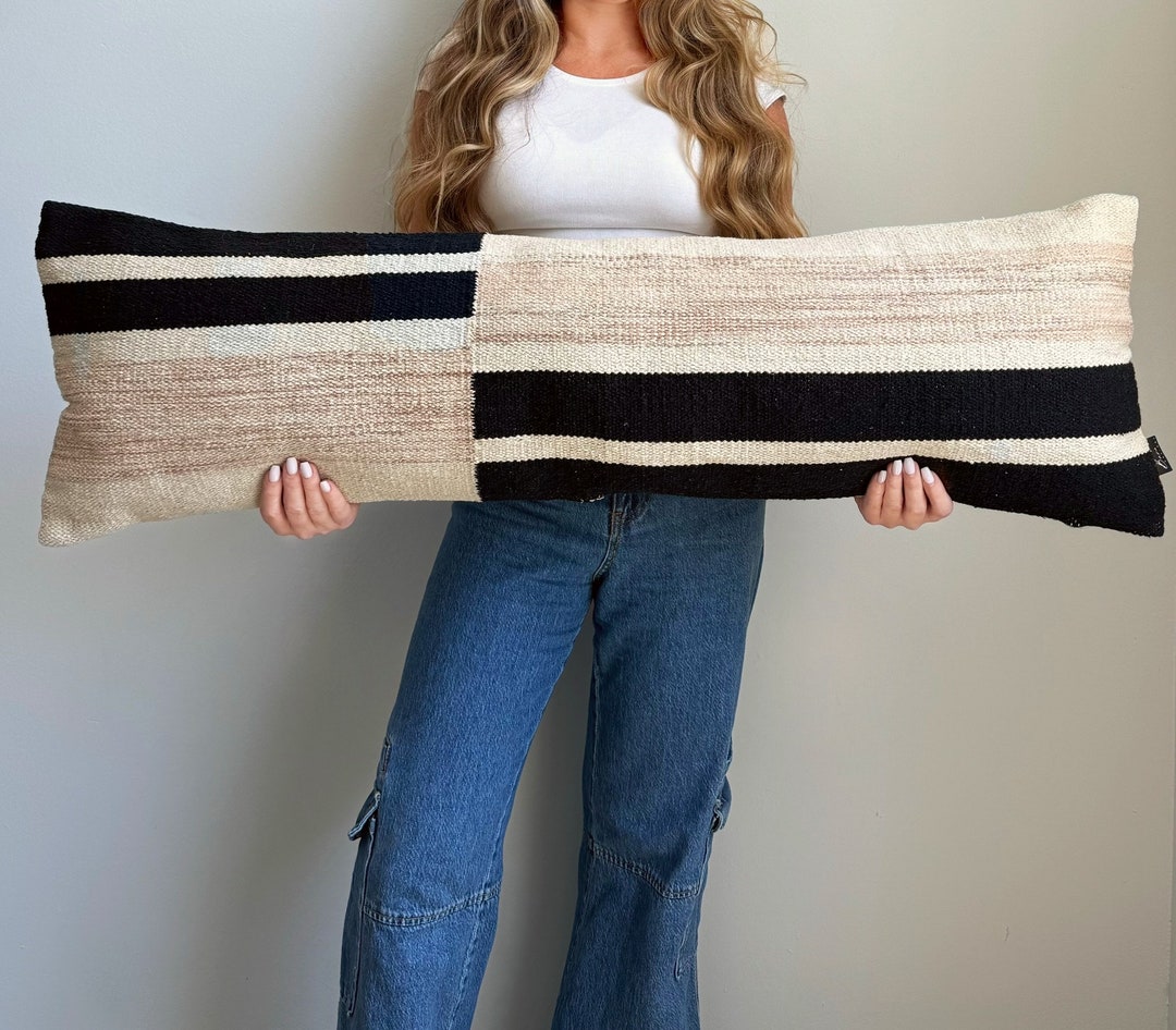 Modern Oversized Lumbar Pillow Cover for Bed, Rustic Pillow Covers ...