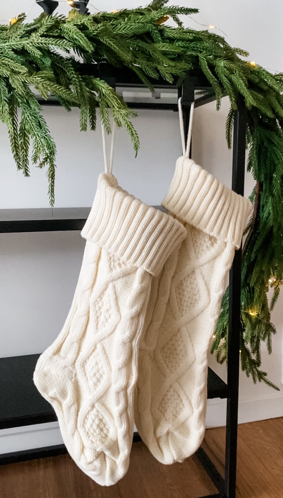 Cream Cable Knit Christmas Stockings, Handknitted Christmas Stockings ...