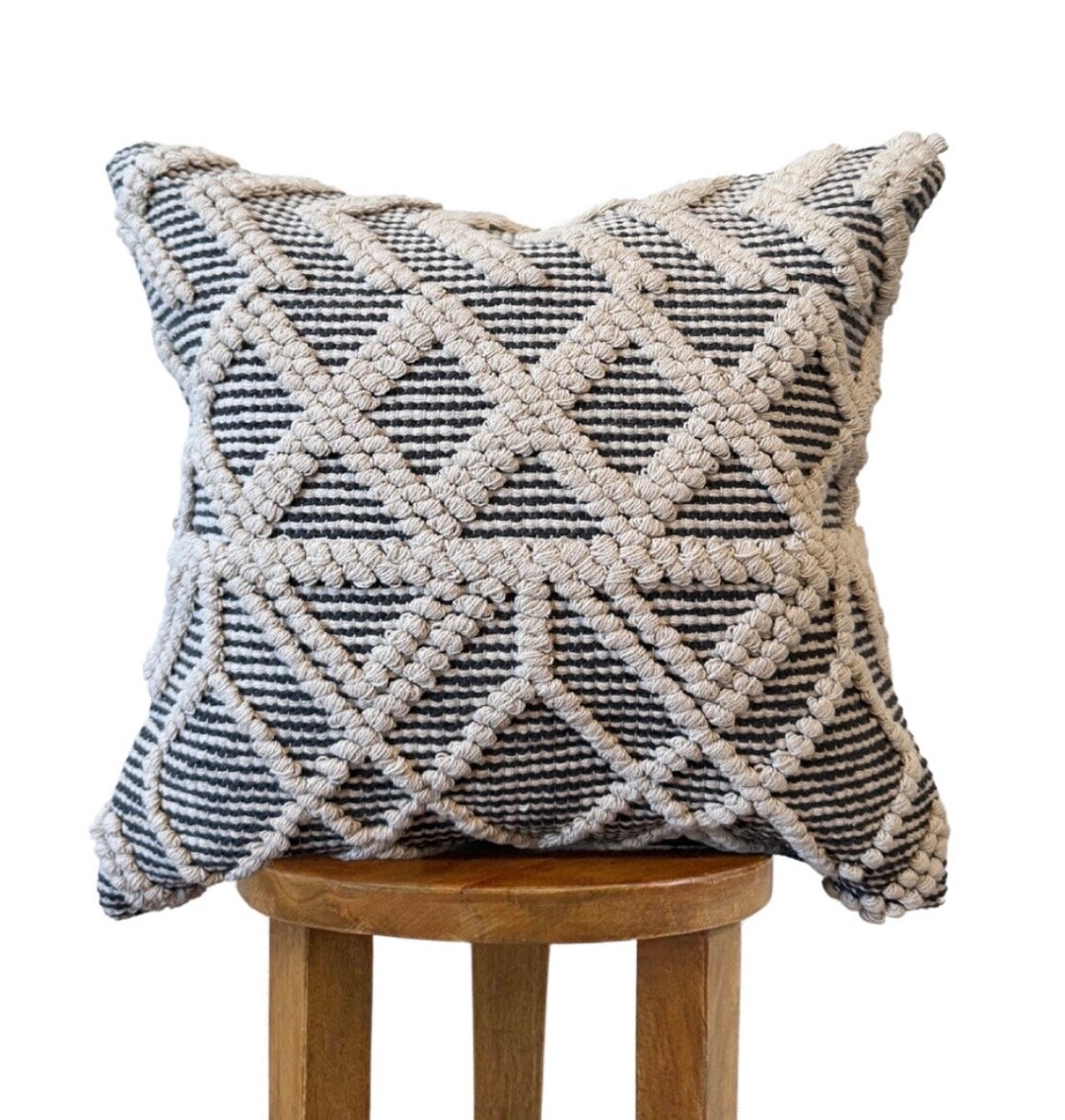 Decorative Boho Pillow | Neutral Textured Sofa Pillow | Decor Textured ...