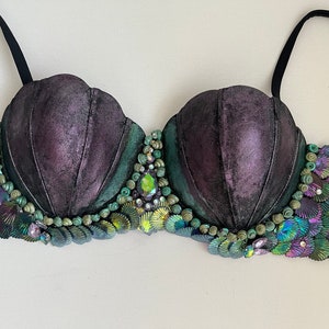 Custom Painted Fabric Cups and Sequin Bra - Etsy
