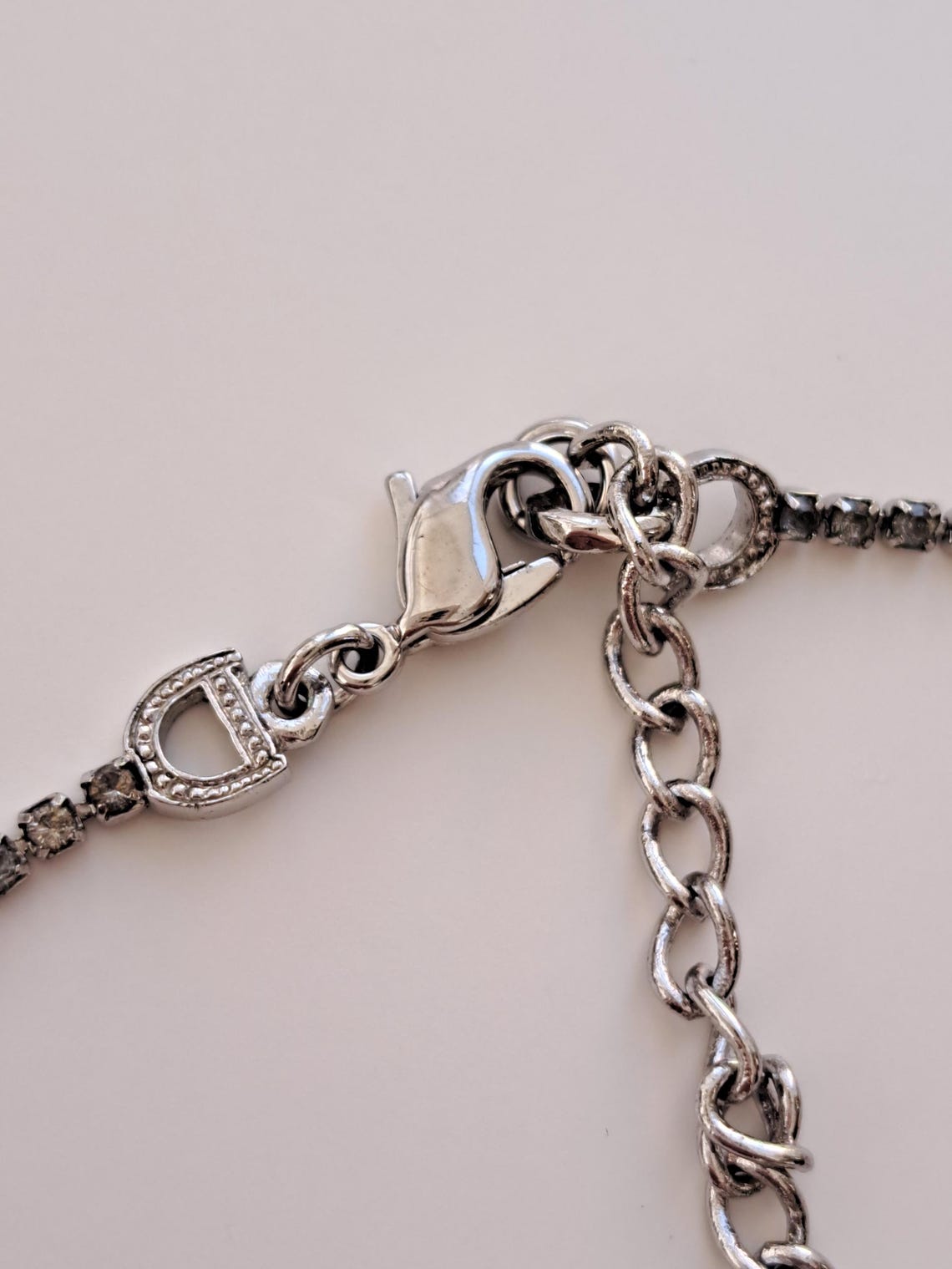 Christian Dior Vintage Diamante Dog Tag Pendant Necklace 1990's. Silver ...