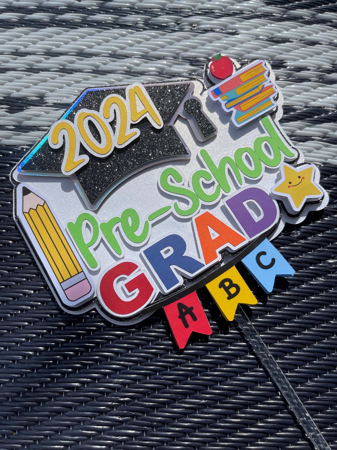 Graduation Cake Topper Pre-school Grad School Grad Topper Crayons ...