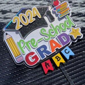 Graduation Cake Topper Pre-school Grad School Grad Topper Crayons ...