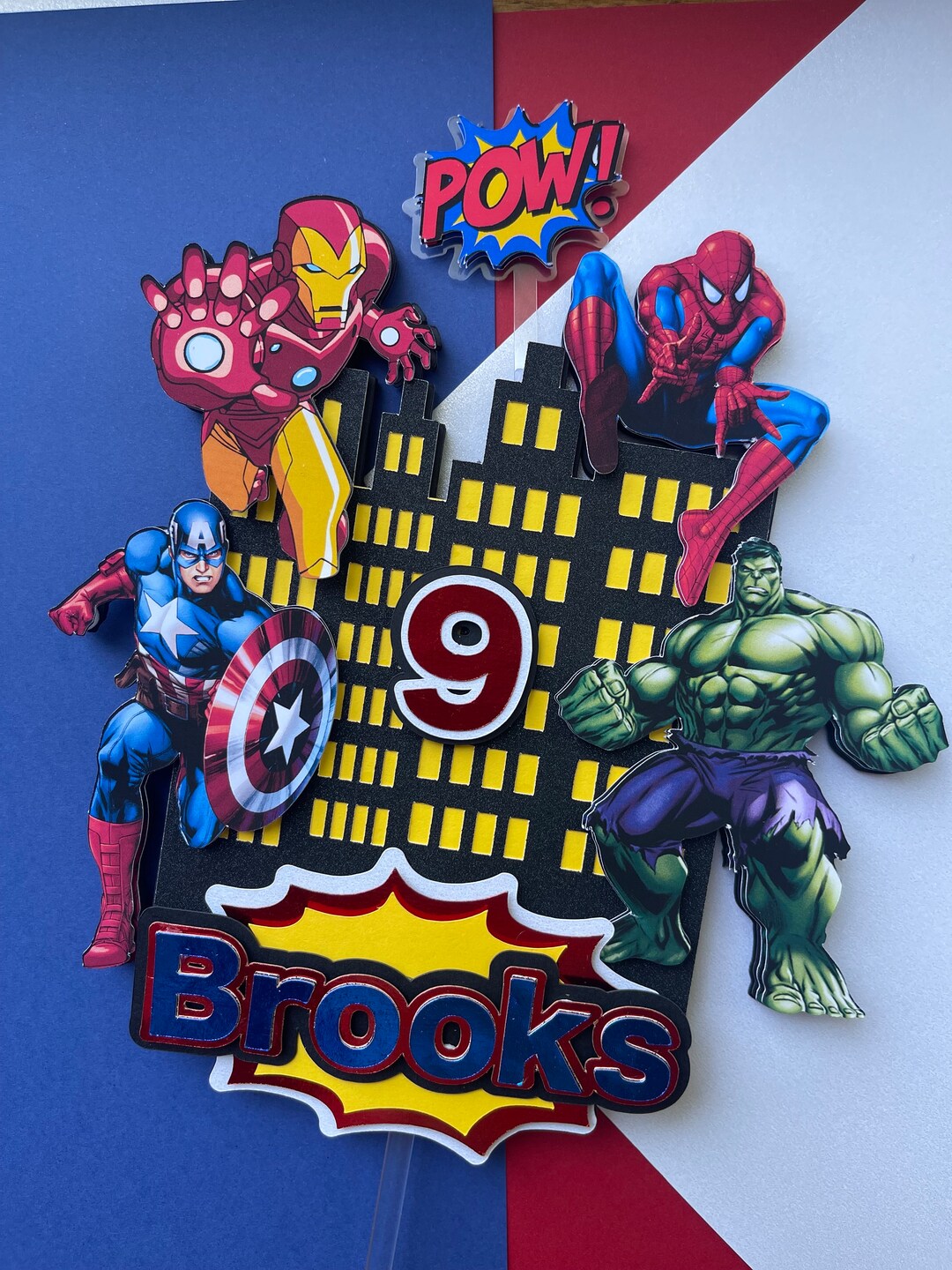 Superhero Inspired Cake Topper Prop Spiderman Hulk Ironman - Etsy