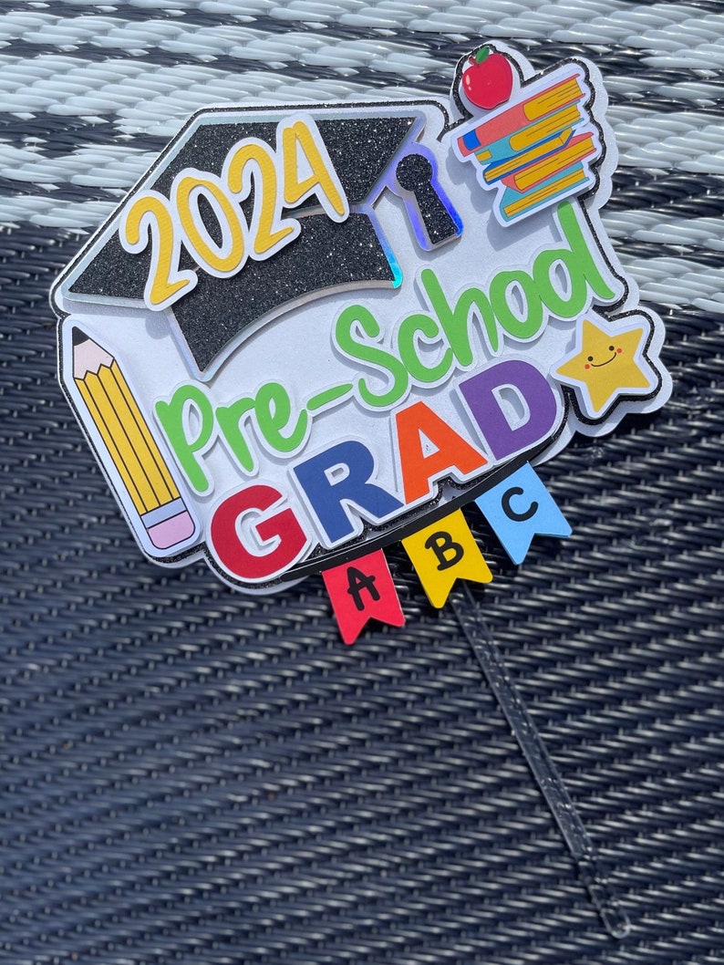 Graduation Cake Topper Pre-school Grad School Grad Topper Crayons ...