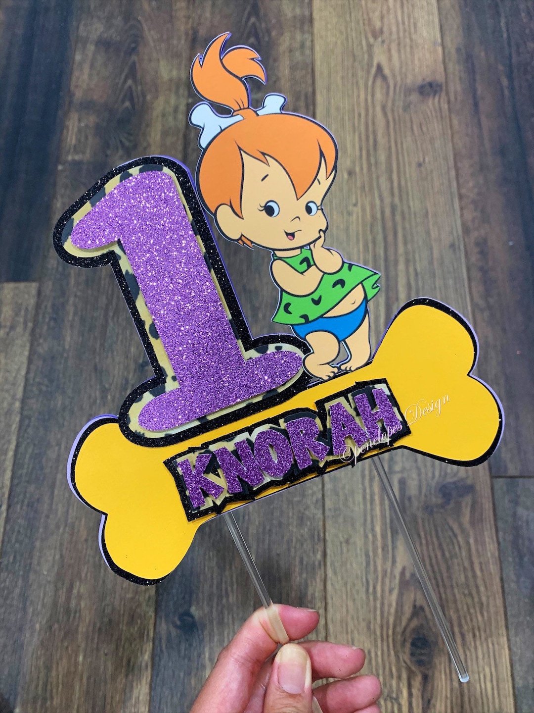 Pebbles Inspired Cake Topper Flintstones Birthday Party Cake - Etsy