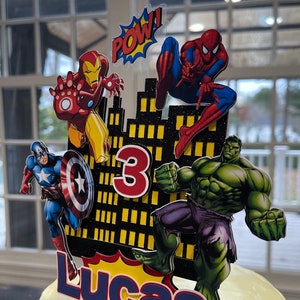 Superhero Inspired Cake Topper Prop Spiderman Hulk Ironman - Etsy