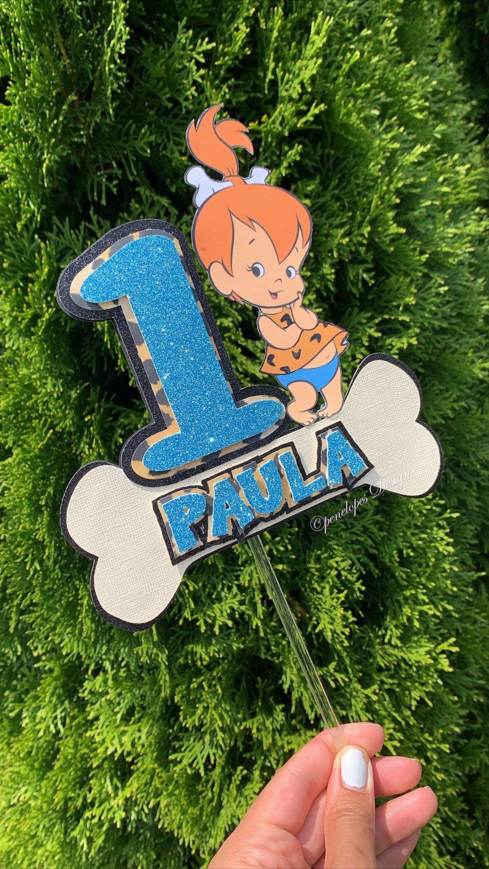 Pebbles Inspired Cake Topper Flintstones Birthday Party - Etsy