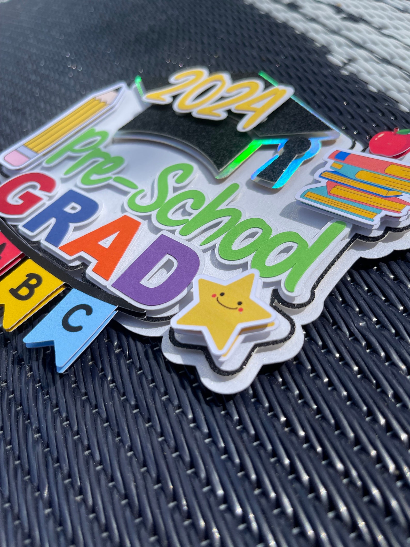 Graduation Cake Topper Pre-school Grad School Grad Topper Crayons ...