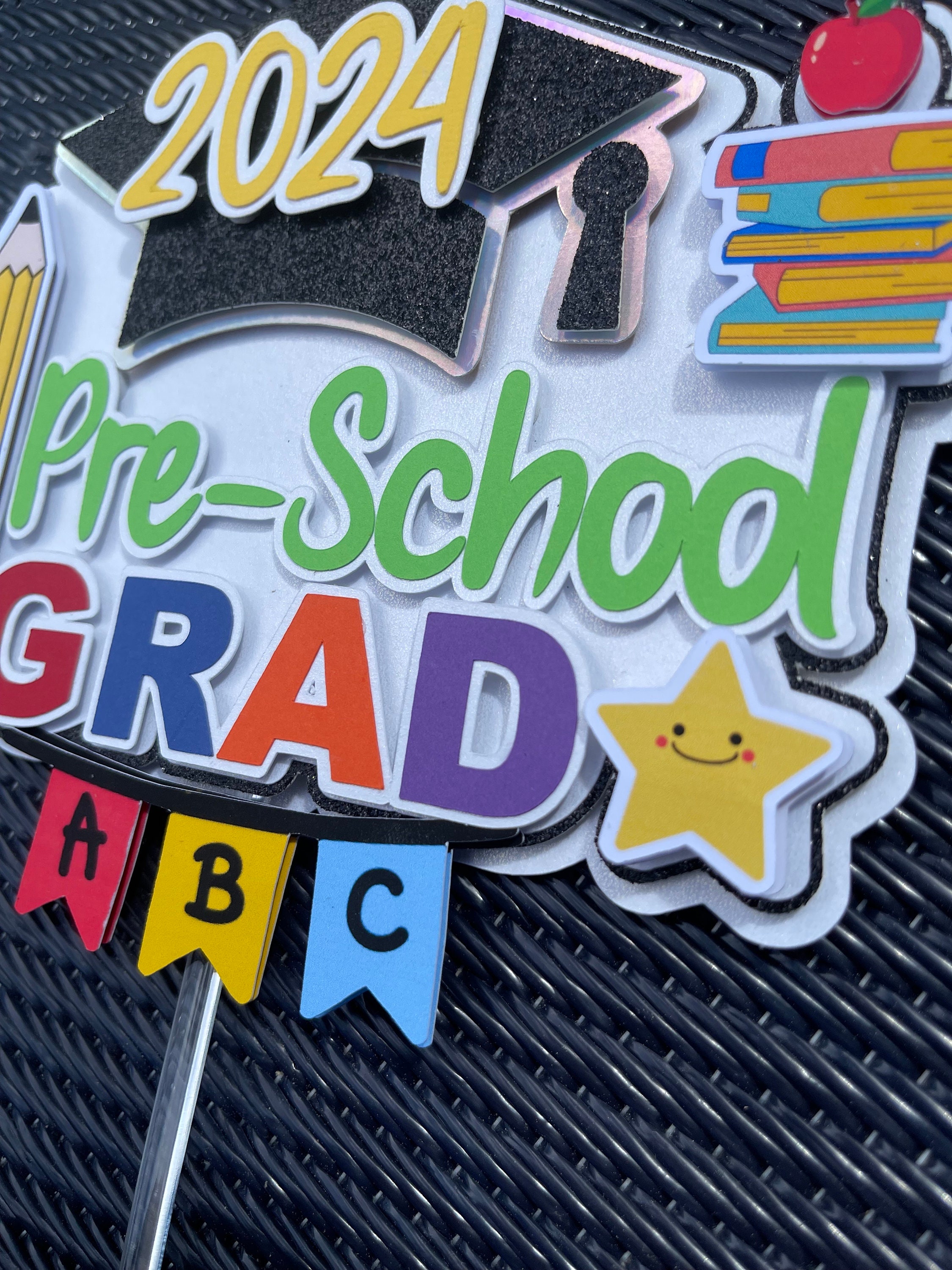 Graduation Cake Topper Pre-school Grad School Grad Topper Crayons ...