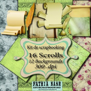 Digital Scrapbook Kit Parchment Scrolls Paper Vintage | Etsy