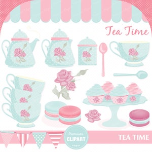 Tea time clipart tea party clipart shabby chic clipart tea | Etsy