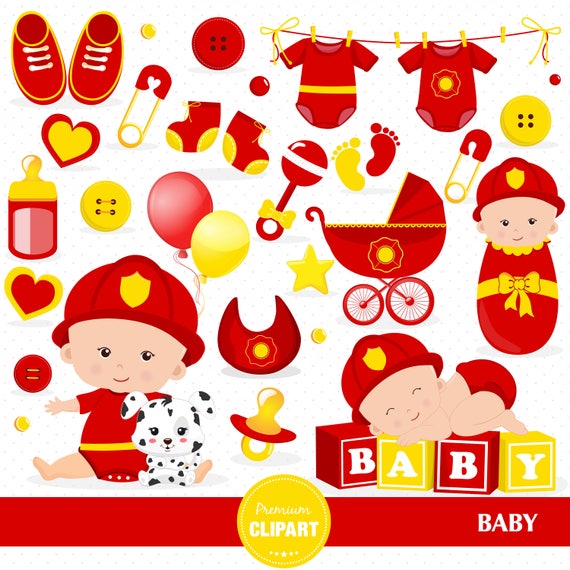 Baby Firefighter Clipart Firefighter Party Clipart Baby | Etsy