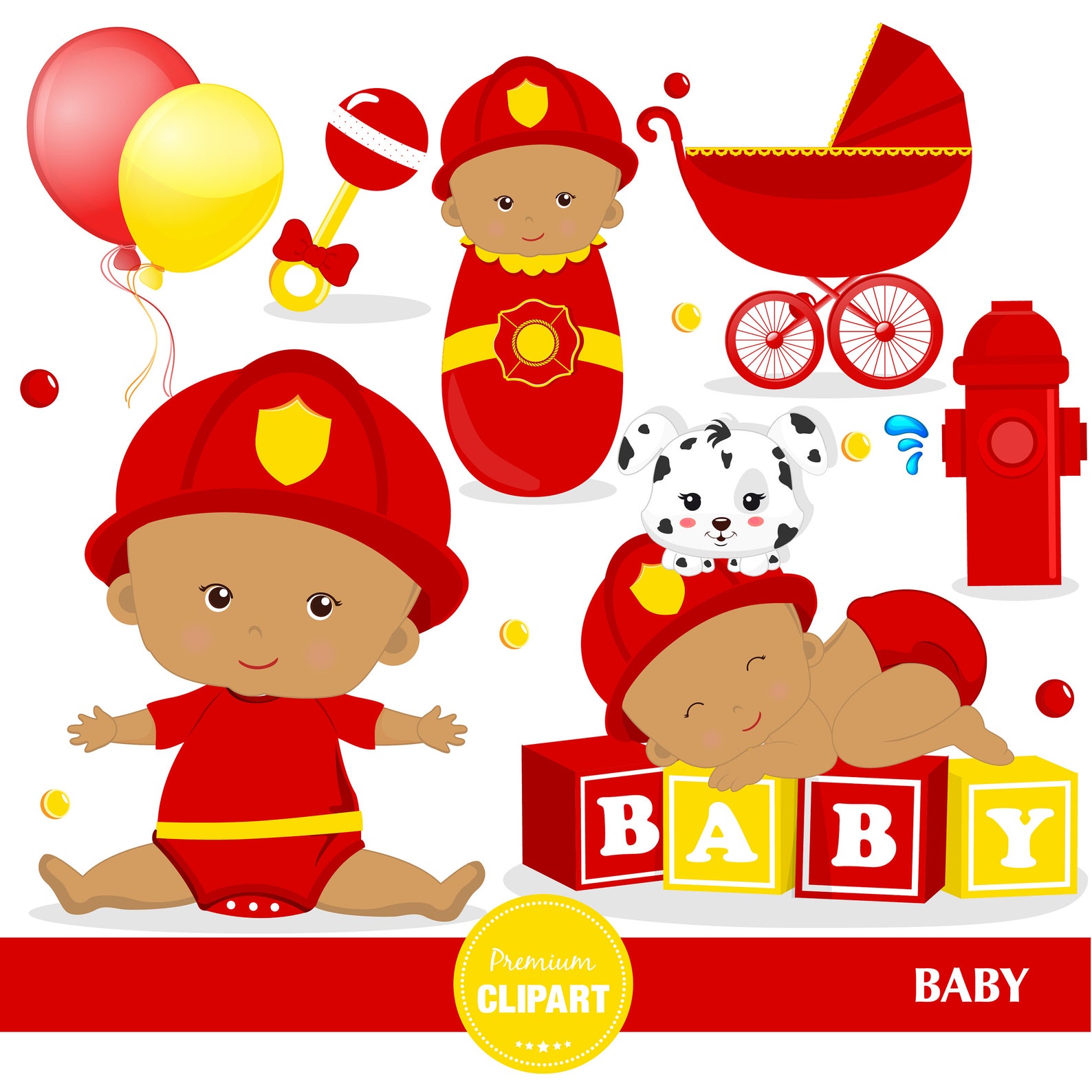 Baby firefighter clipart Firefighter party clipart baby | Etsy