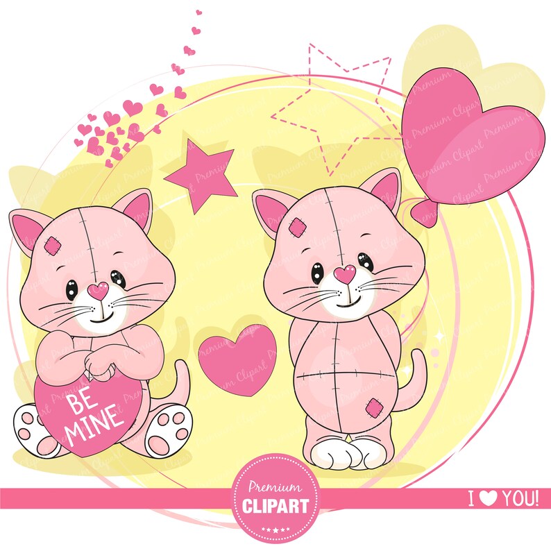 Valentines day clipart Valentine clipart Kitty clipart Cat | Etsy